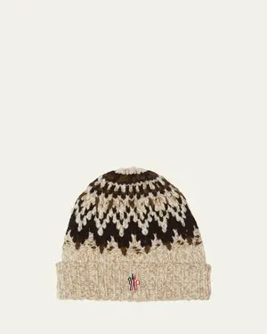 Moncler Moncler Grenoble Fair Isle Knit Beanie Pastel Brown