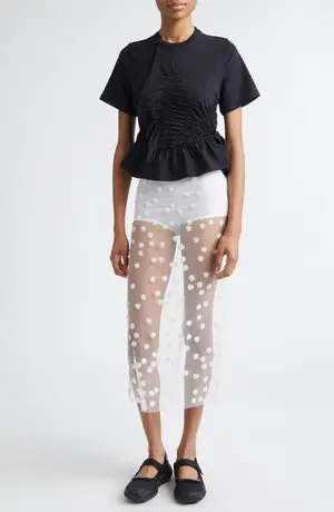 Cecilie Bahnsen Ace Smocked Jersey Peplum T-shirt - Black