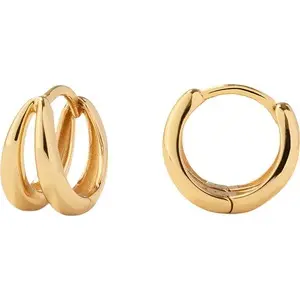 MADE BY MARY Split Huggie Hoop Earrings Gold Vermeil