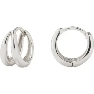 MADE BY MARY Split Huggie Hoop Earrings - Silver