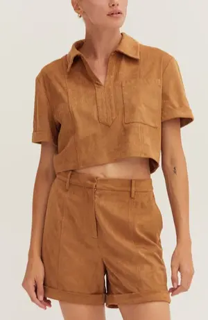 CRESCENT Suede Cropped Shirt