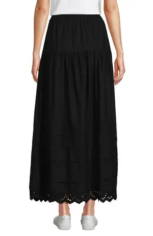 LANDS' END Voile Tiered Eyelet Maxi Skirt
