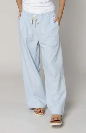 LEISURE LAB Linen Palazzo Pant - Azzuro