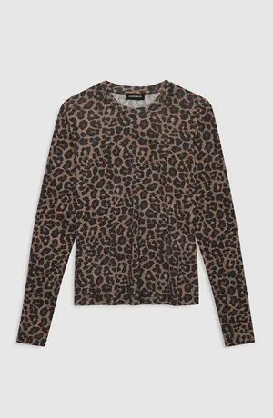 ANINE BING Sylvie Long Sleeve Tee - Black /brown Leopard
