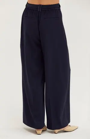 CRESCENT Contrast Stitch Belted Trousers