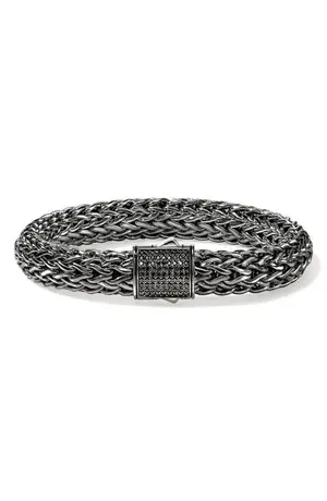 John Hardy Icon Bracelet With Pavé Diamonds - Darkened Silver/black Sapphire