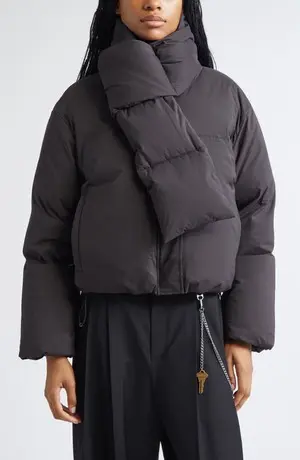 Alexander Wang Crop Puffer Jacket With Removable Scarf