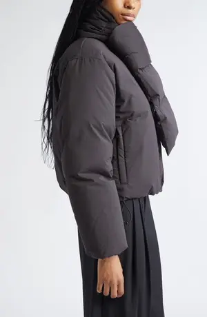 Alexander Wang Crop Puffer Jacket With Removable Scarf