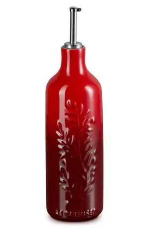 LE CREUSET Olive Branch Stoneware Oil Cruet - Cerise