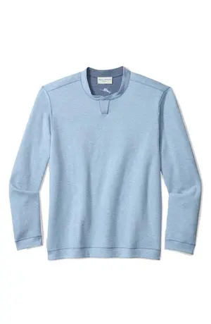 Tommy Bahama Abaco Split Neck T-shirt - Blue Muscari Heather