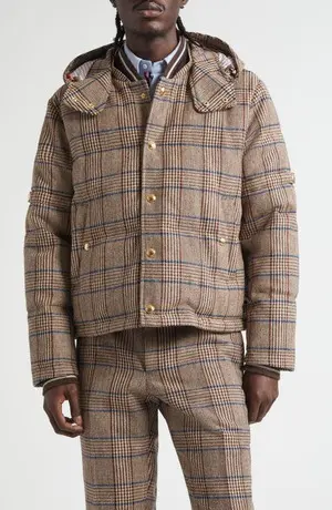Thom Browne Hunting Wool Tweed Down Bomber Jacket