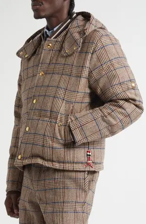 Thom Browne Hunting Wool Tweed Down Bomber Jacket