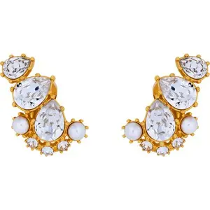 Oscar De La Renta Crystal And Faux Clip-on Ear Crawlers - Pearl