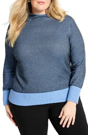 NIC+ZOE Pixel Knit Mock Neck Sweater