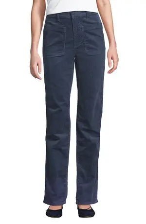 LANDS' END Corduroy High Rise Rail Straight Leg Pants - Dusty Indigo