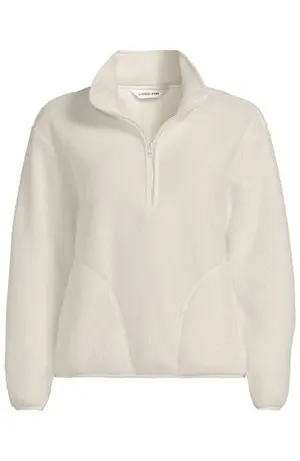 LANDS' END Half Zip Fleece Pullover - Ivory
