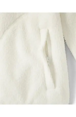 LANDS' END Half Zip Fleece Pullover - Ivory