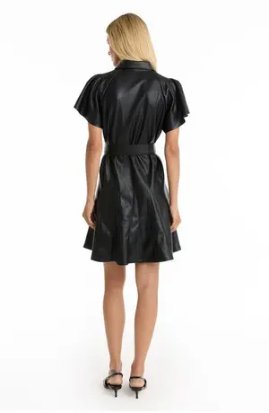 THE NOLI SHOP Devin Leather Ruffle Dress - Black