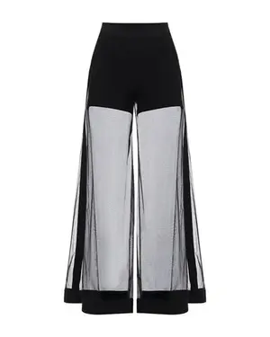 Anne Fontaine Crepe High-waisted Pants With Tulle Overlay