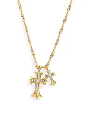 MINT & LILY Double Cross Charm Pendant Necklace - 18k Gold Plated
