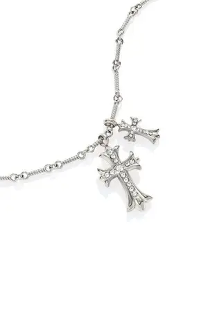MINT & LILY Double Cross Charm Pendant Necklace - Silver