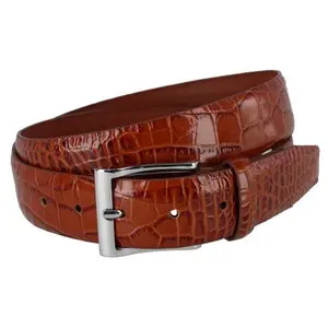 Trafalgar Elias Embossed Gator 35mm Leather Belt - Chestnut