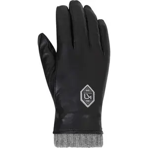 Kari Traa Leather Glove With Ribbed Cuff - Blk