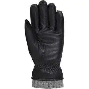 Kari Traa Leather Glove With Ribbed Cuff - Blk
