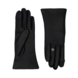 AGNELLE Lambskin Gloves With Gem Detail - Tnoir