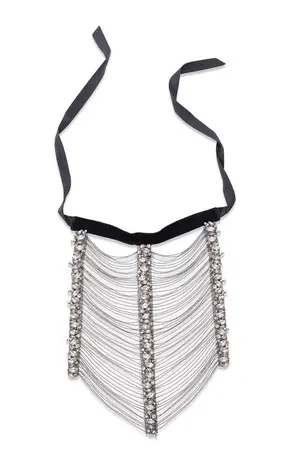 Anne Fontaine Oglam Silver Collar With Beaded Chains And Stones