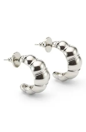 LELET NY Croissant Hoop Earrings - Rhodium