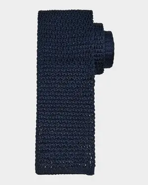 TOM FORD Silk Knit Neck Tie Navy Blaze