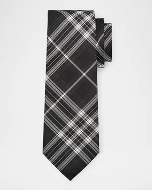 Burberry Men's Burberry Check Mulberry Silk Tie Black/whit