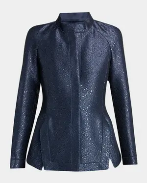 Giorgio Armani Sequin Jacquard Evening Jacket - Navy
