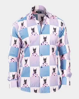 MACEOO Fibonacci Snoop Check Sport Shirt - Pink