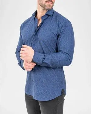 MACEOO Apos;s Einstein Stretch Modern-fit Dress Shirt - Blue