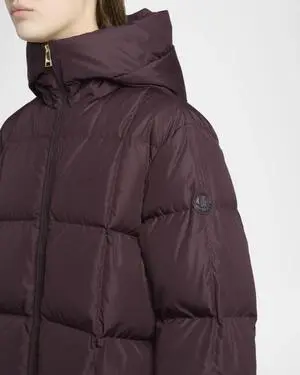 Moncler Darbon Oversized Hooded Down Jacket - Dkred