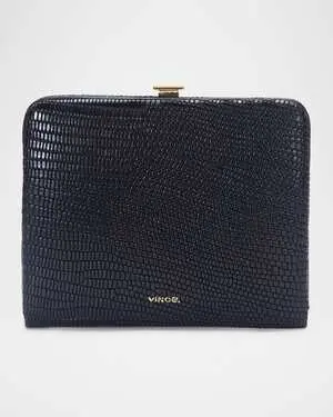 Vince Frame Lizard-effect Leather Wallet - Black