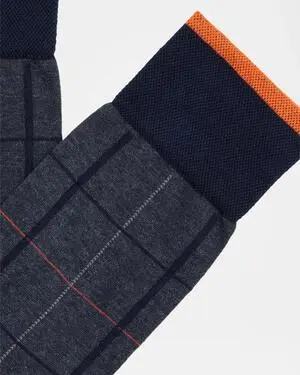 Marcoliani 3-pack Pima Cotton Crew Socks - Blue Pattern
