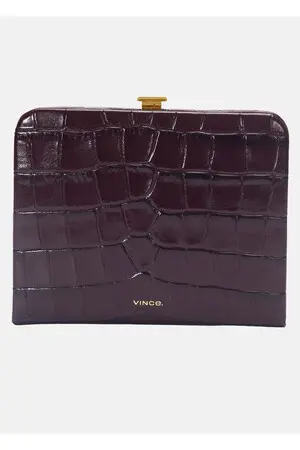 Vince Croc-embossed Leather Frame Wallet - Natural