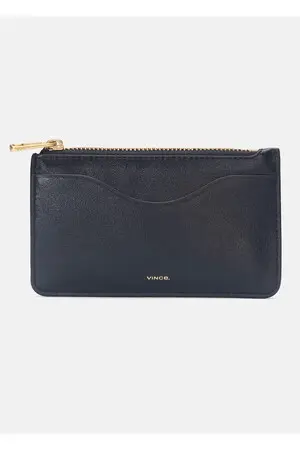 Vince Leather Zip-top Card Case - Black