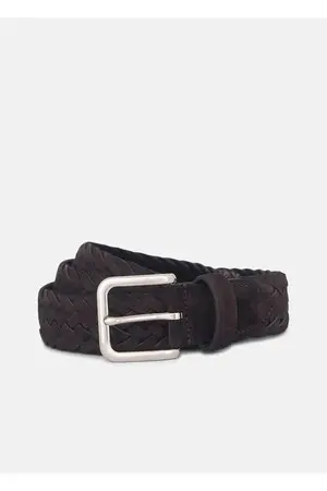 Vince 35mm Woven Suede Belt - Red