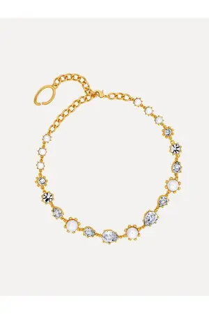 Oscar De La Renta Faceted Crystal Necklace - Gold