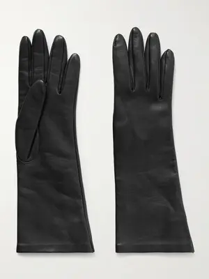 Khaite Remo Mid-length Leather Gloves - Black