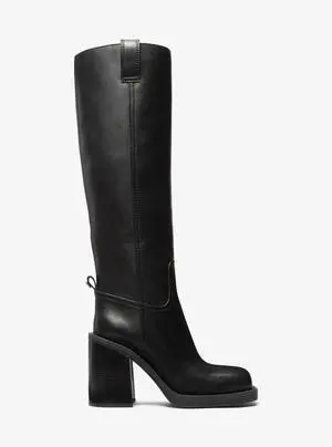 Michael Kors Houston Leather Block Heel Boots