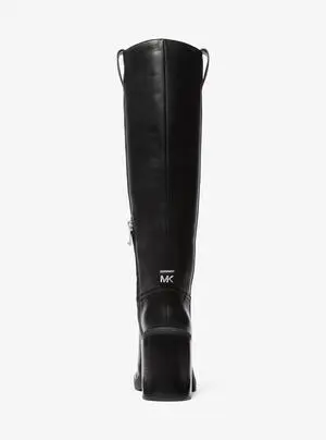 Michael Kors Houston Leather Block Heel Boots