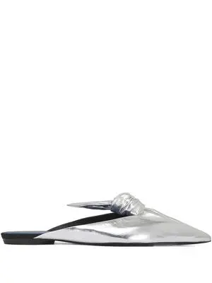LANVIN Midnight Step Knotted Pointed-toe Mules