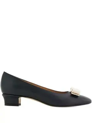FERRAGAMO Vara Bow-detail Block-heel Pumps - Black