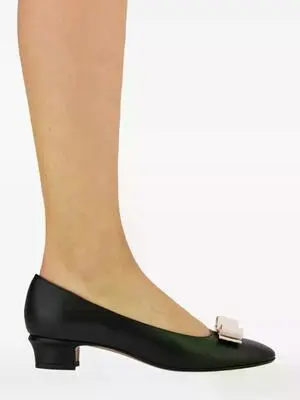 FERRAGAMO Vara Bow-detail Block-heel Pumps - Black
