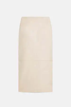 Scanlan Theodore Leather Pencil Skirt - Bone